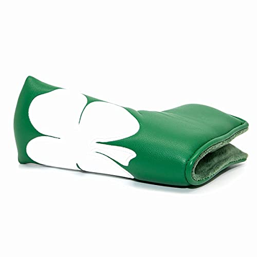 Barudan Golf Blade Putter Head Cover, 4 Leaf Clover Lucky Golf Putter Headcover Magnetic - Club Protective Case fits for Scotty Cameron, Odyssey, Ping - PU Leather Golf Headcovers