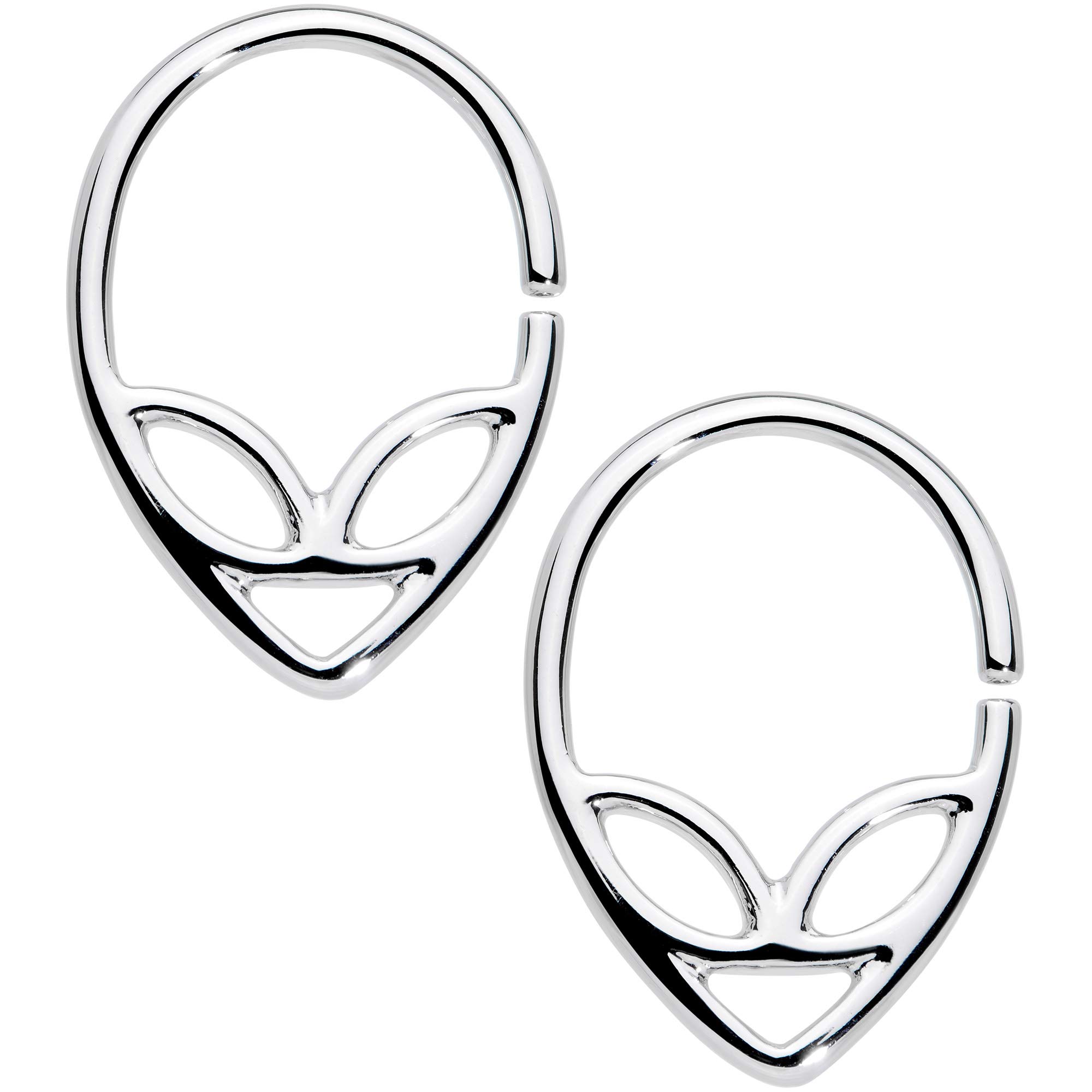 Body Candy 2Pc 14G Nipplerings Piercing 14mm Womens Rhodium Plated Brass Alien Nipple Rings 9/16"