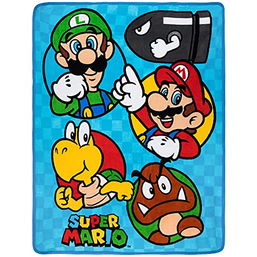 Franco Kids Bedding Super Soft Micro Raschel Throw, 46 in x 60 in, Mario,Prints may vary