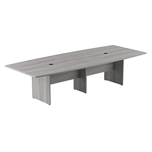 Bush Business Furniture Conference Table for 8-10 People | Boat Shaped 10 FT Engineered Wood Meeting Desk with Wooden Base for Office Boardrooms, 120W x 48D, Platinum Gray