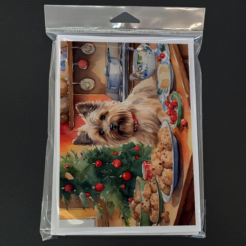 Caroline's Treasures DAC3755GCA7P Cairn Terrier Christmas Cookies Greeting Cards Pack of 8 Blank Cards with Envelopes Whimsical A7 Size 5x7 Blank Note Cards