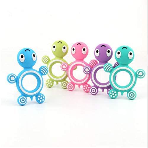 Jitejoe Baby Teether, Food-Grade Baby Silicone Turtle Animals (Pink)