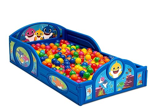 Baby Shark Plastic Sleep and Play Plastic Toddler Bed + Baby Shark Table and Chair Set by Delta Children (Bundle)