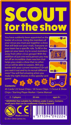 Oink Games Scout - Easy-to-Learn Japanese Strategy Card Game | Game of The Year Nominee | Great for Secret Santa & Stocking Stuffers | Ages 9+