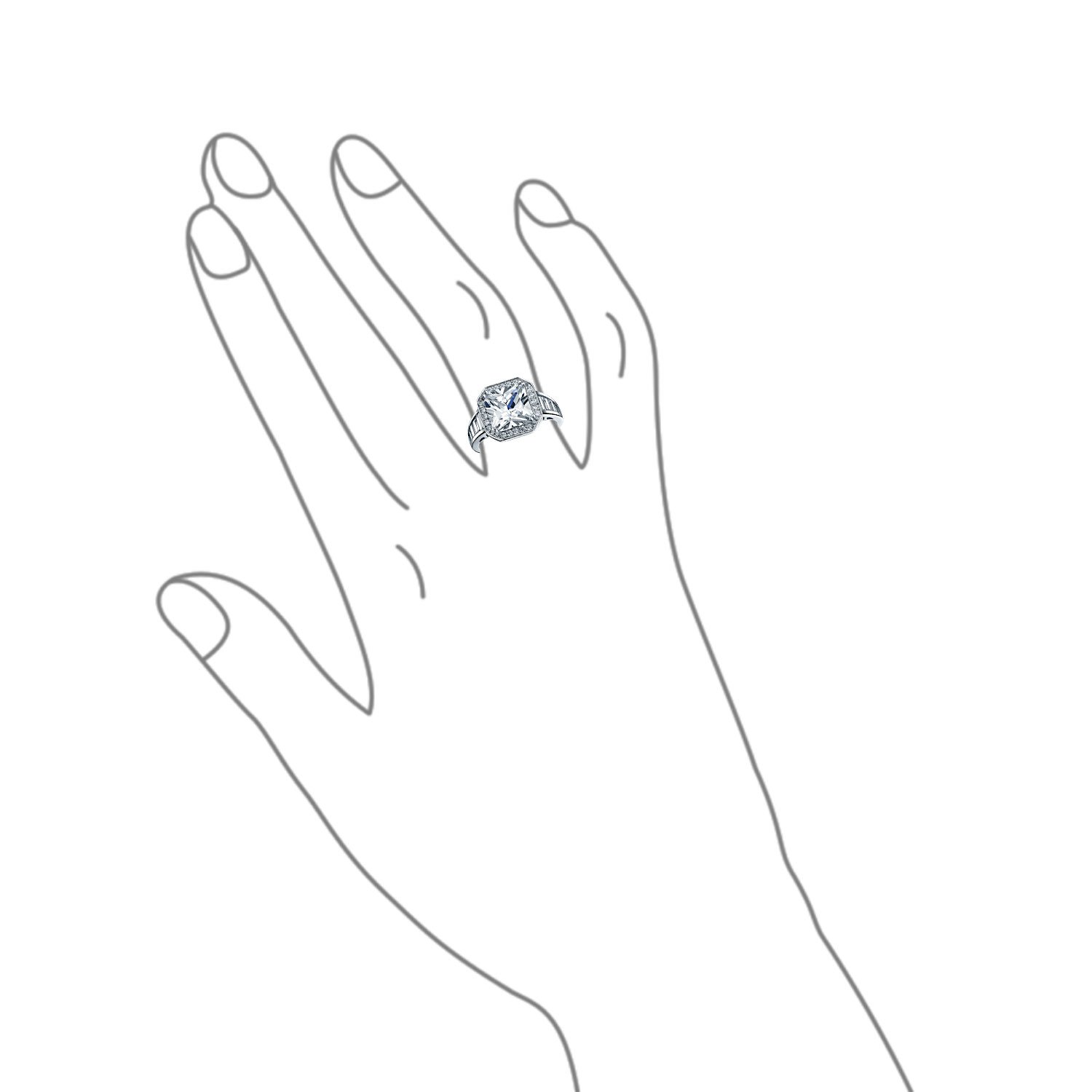 Bling Jewelry Personalize Art Deco Style 5CT AAA CZ Side Baguette Stones Halo Square Promise Solitaire Princess Cut Engagement Ring For Women .925 Sterling Silver Customizable
