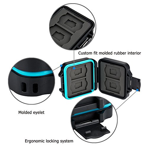 JJC Deluxe 8 Slots Compact Memory Card Case Holder Box Organizer for SD microSD SDXC microSDXC SDHC microSDHC TF Card, Travel-Friendly Memory Card Container with Water-Resistant & Shockproof Function