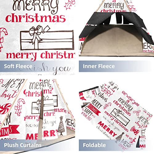 enheng Small Pet Hideout Cute Hand Drawn Christmas Labels Hamster House Guinea Pig Playhouse for Dwarf Rabbits Hedgehogs Chinchillas