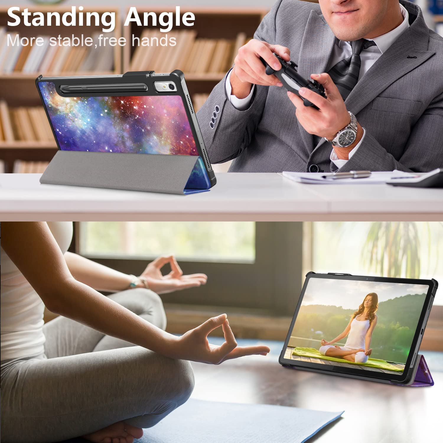 DETUOSI Slim Smart Case for Lenovo Tab P11 Pro 2nd Gen 11.2" 2022 (TB-132FU/ TB-138FC),【Auto Sleep/Wake】 Ultra Thin Folio Leather Protective Book Cover Hard Back Shell+Tri-fold Magnetic Stand/Closure