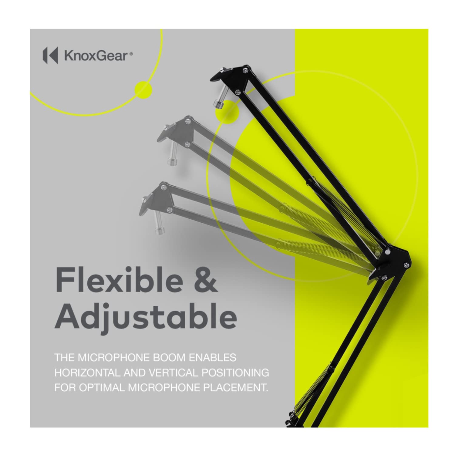 Knox Gear Studio Boom Microphone Arm Stand for Microphones, Gaming, Podcast, and Recording Boomarm Mic Stand for Desk, 5/8 Inch Thread