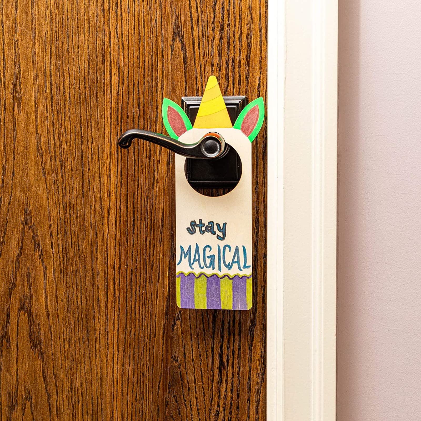 Blank Wooden Unicorn Door Knob Hanger (4.3 x 10 in, 12-Pack)