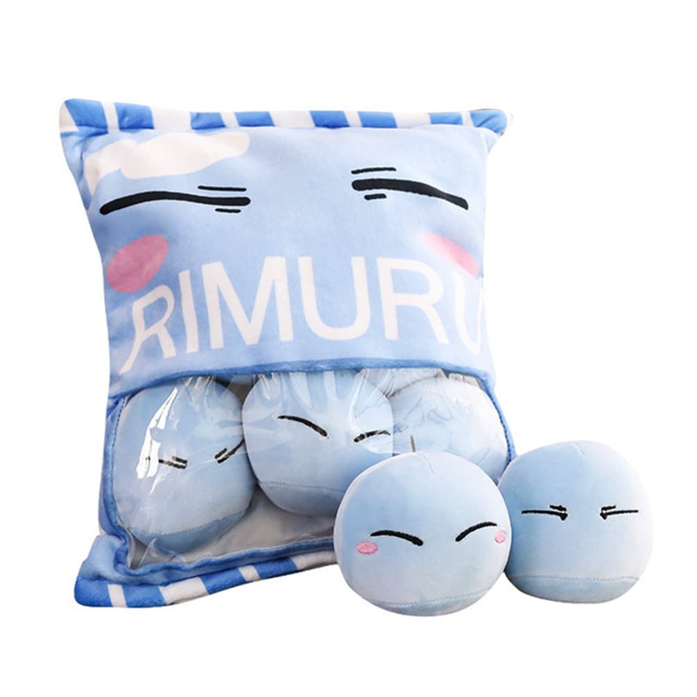 Obanai Anime That Time I Got Reincarnated as a Slime Tempest Rimuru Removable Fluffy Animal Plush Doll, Removable Plush Pillow, Internal 6 Cute Doll (Blue)