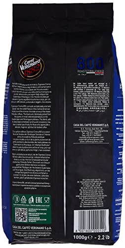 Caffe Vergnano Espresso Roast "Crema 800 Blend" Whole Bean Coffee | 2.2 Lb Bag (1 kilo) | Imported from Italy