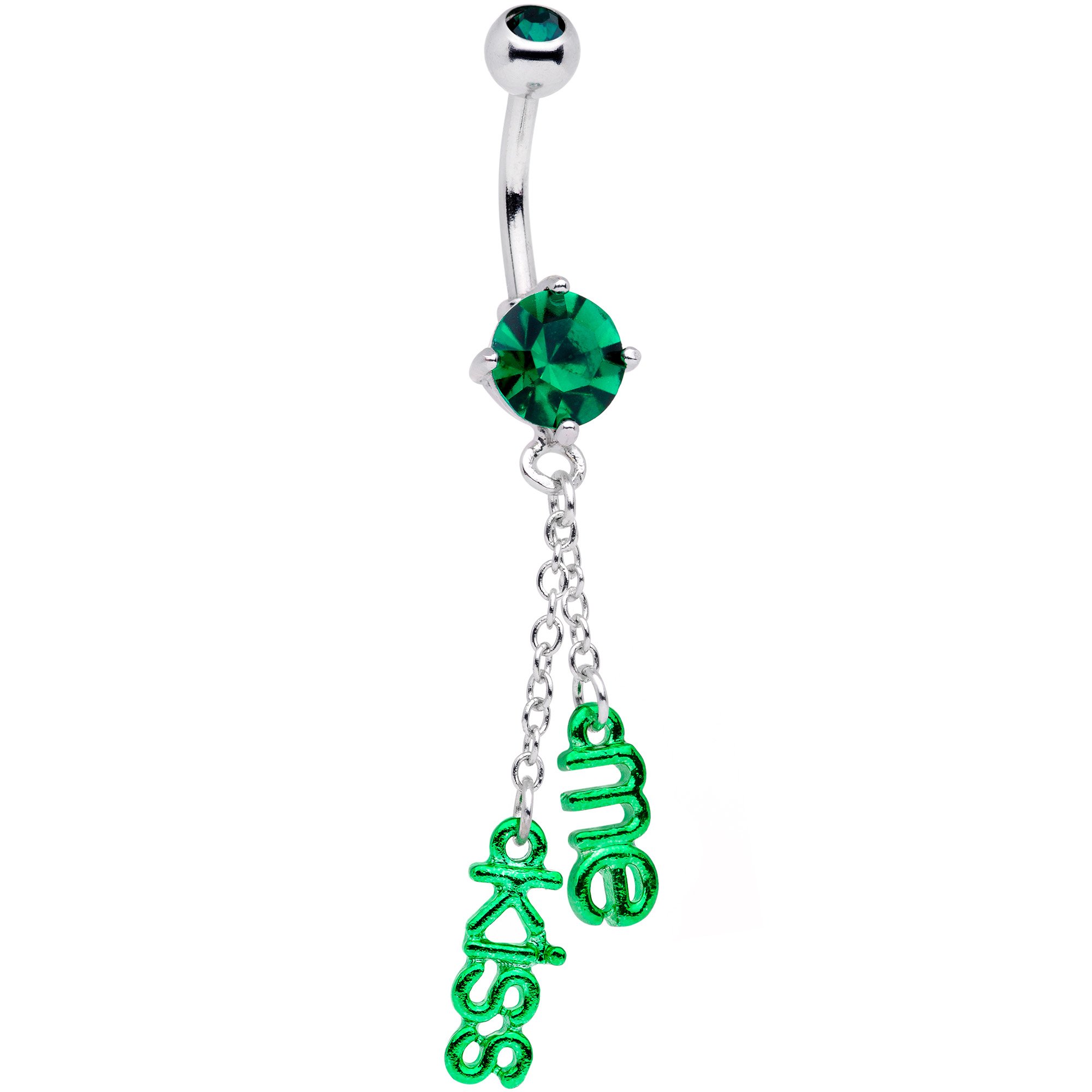 Body Candy Womens Stainless Steel Green St Patricks Day Kiss Me Dangle Belly Button Ring