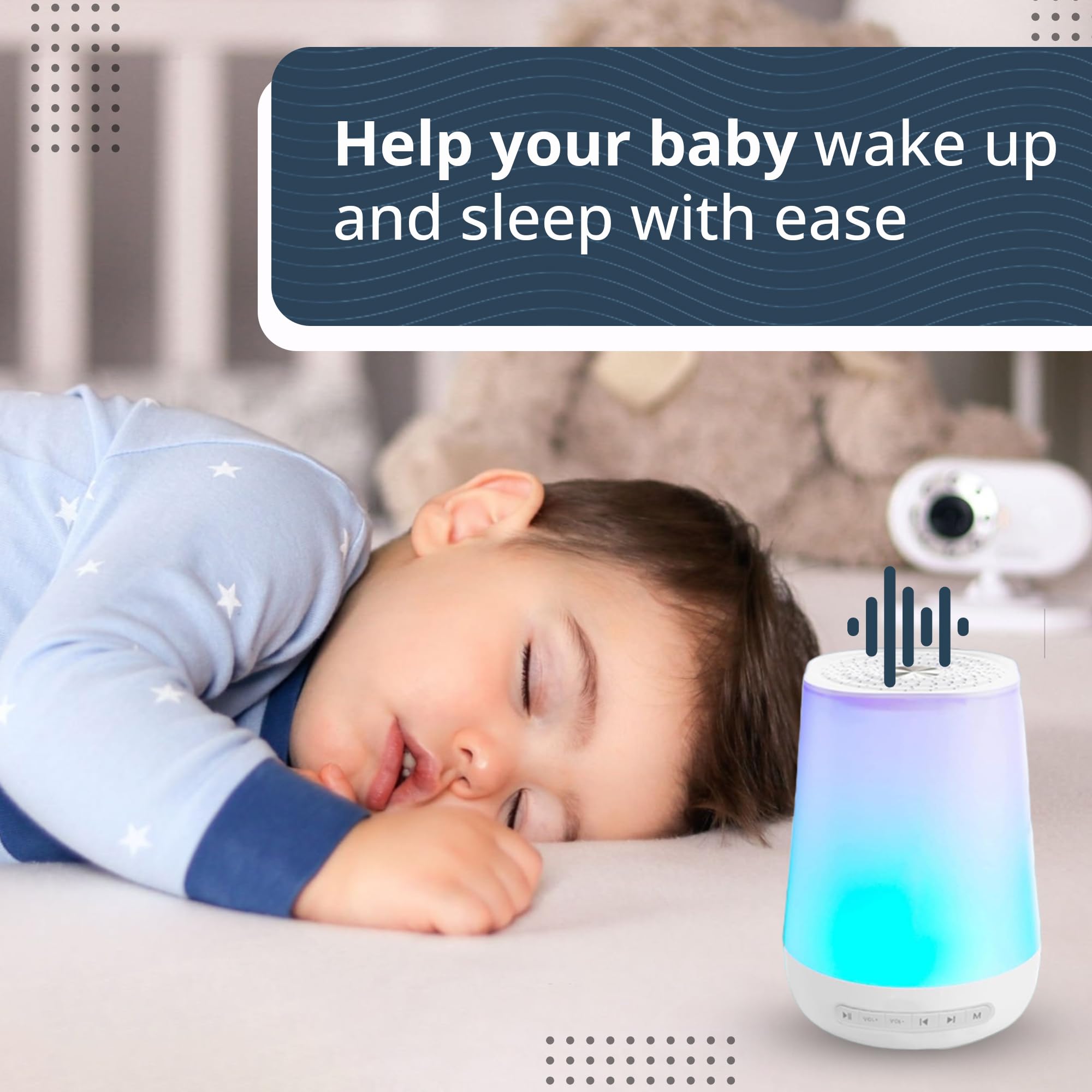 Baby Sound Machine for Better Sleep - White Noise Soother with Baby Night Light, Voice Control, App-Enabled Settings, Toddler Sleep Trainer - 34 High-Fidelity Relaxing Sounds