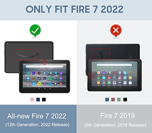 MoKo Case Fits Amazon All-New Kindle Fire 7 Tablet (2022 Release-12th Gen) Latest Model 7", PU Leather Trifold Stand Cover with Translucent Frosted Backshell with Auto Wake/Sleep, Indigo