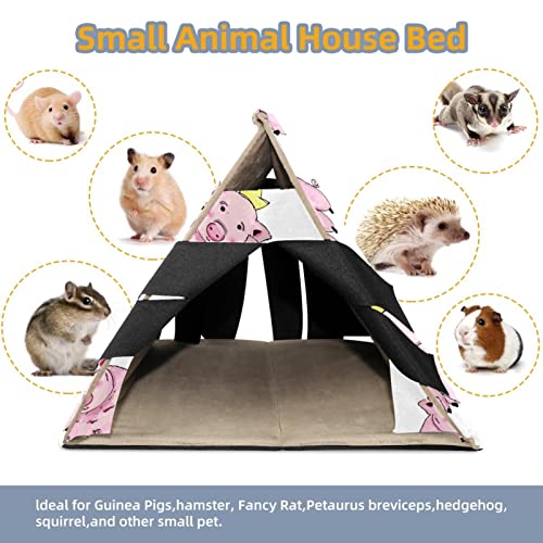 enheng Small Pet Hideout Cute Pigs Flowers Hamster House Guinea Pig Playhouse for Dwarf Rabbits Hedgehogs Chinchillas