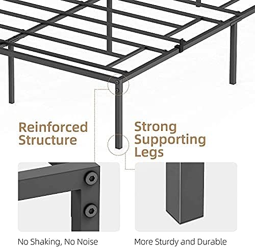 ELETHEBIA Queen Bed Frame Platform,14 Inch Metal Queen Size Bed Frames No Box Spring Needed,Heavy Duty Steel Slat Mattress Foundation,Easy Assembly,No Noise and No Shaking