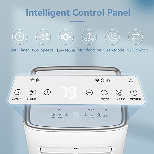 EUHOMY Portable Air Conditioner 8000 BTU 3-1 Floor Air Conditioners Cooling Quiet AC Unit for Room with Window Installation Kit with Remote Control for 250 sq. ft. Roomt,White