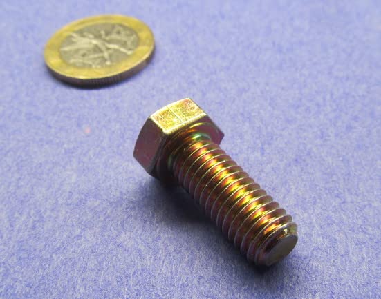 Class 8.8 Yellow Zinc Steel Bolts FT M8 x 1.25 mm x 20 mm Long 10 pcs