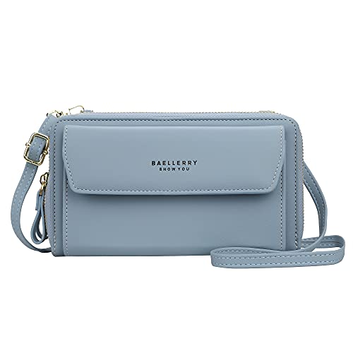 Mn&Sue Small Cellphone Crossbody Shoulder Bag Purses for Women, Lightweight Card Holder Wallet Purse and Handbag (Blue)