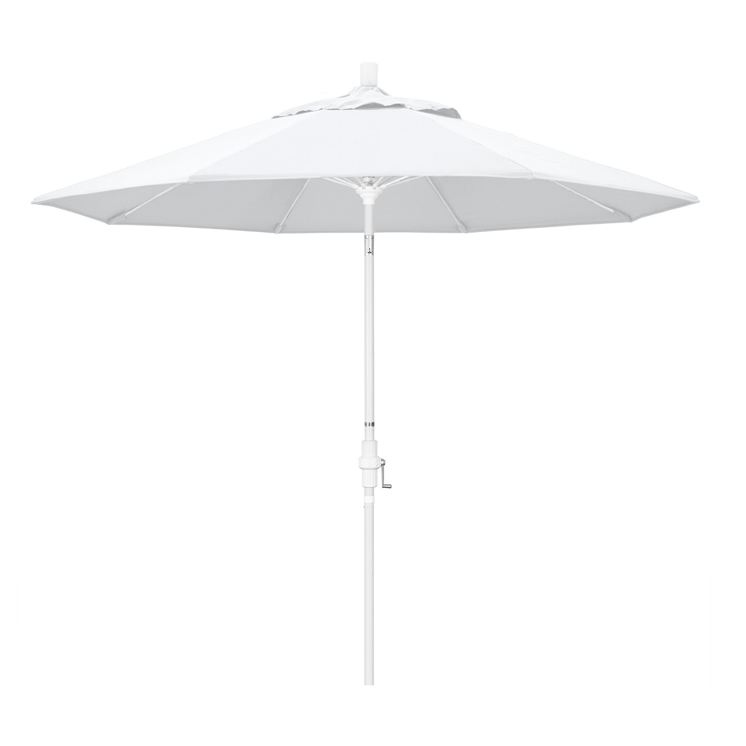 California Umbrella GSCUF908170-F04 9' Round Aluminum Fiberglass Rib Market Patio Umbrella, White Pole