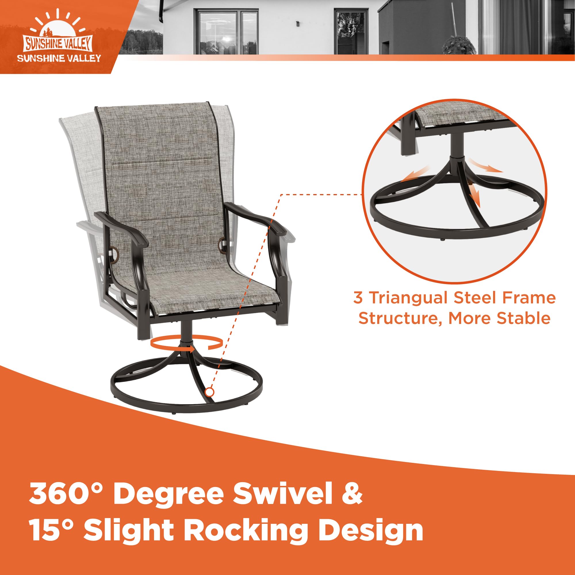 SUNSHINE VALLEY 7 Piece Patio Dining Sets for 6, Outdoor Table and Chairs Set with Extendable Rectangular Patio Dining Table and 6 Swivel Patio Dining Chairs, Outdoor Dining Set for Backyard Deck Lawn