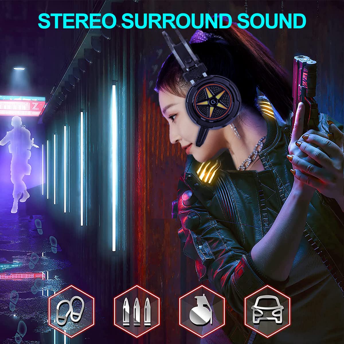 Olyre Gaming Headset G3 for PS4 PS5 Xbox One Switch PC with Noise Canceling Deep Bass Stereo Sound…Over Ear Headphones with Mic, Glowing LED Light, Bass Surround, Soft Earmuffs for Laptop MacNES Games