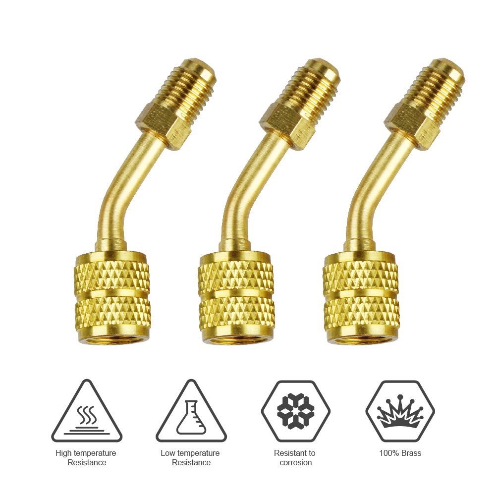 LBG Products R410a Adapter with Thimble for Air Conditioner Ductless Mini Split HVAC System, 5/16 '' Female SAE Quick Couplers x 1/4'' Male Flare(3 Pcs)