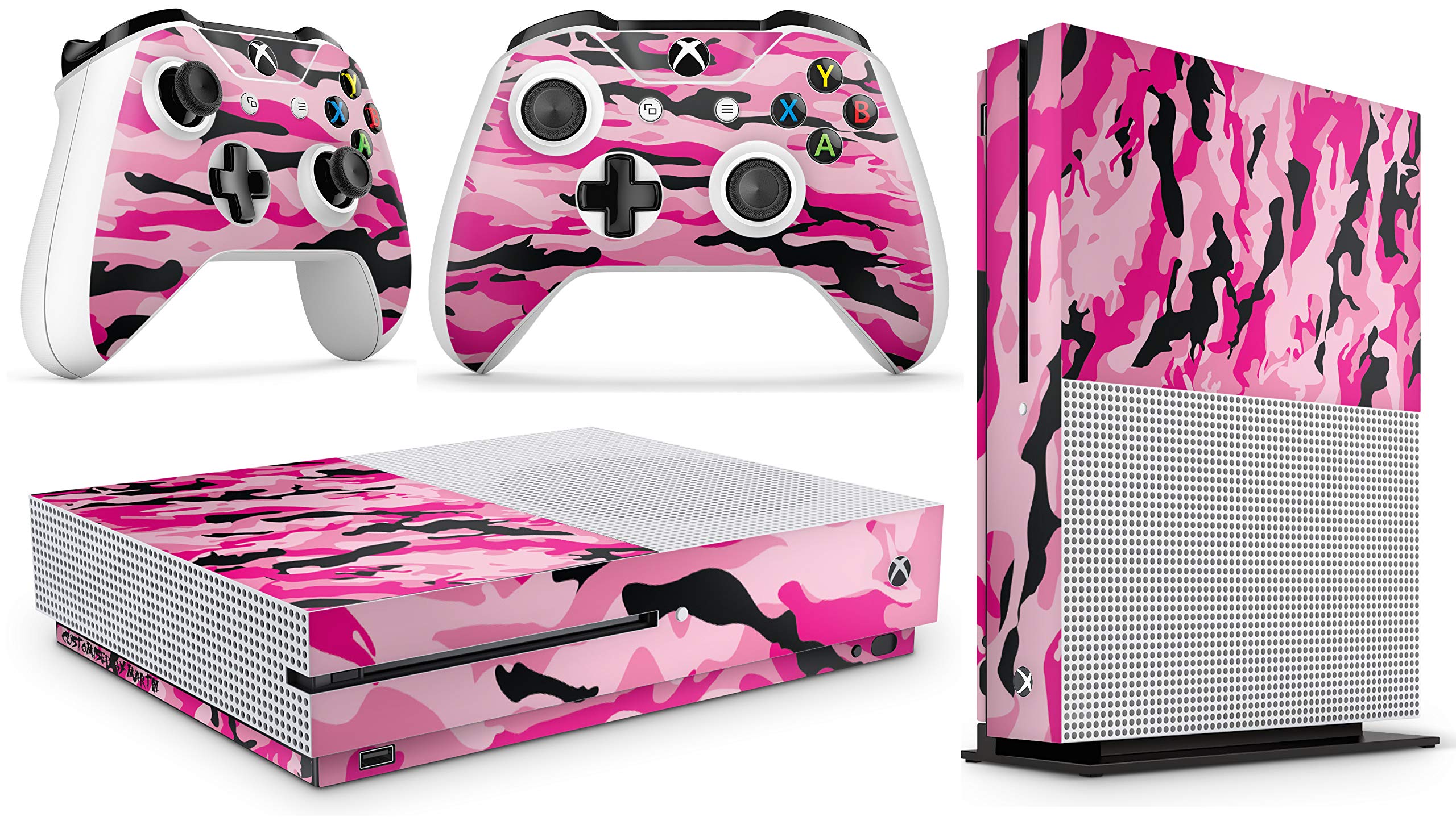 giZmoZ n gadgetZ Xbox One S Pink CAMO Console Skin Decal Sticker + 2 Controller Skins