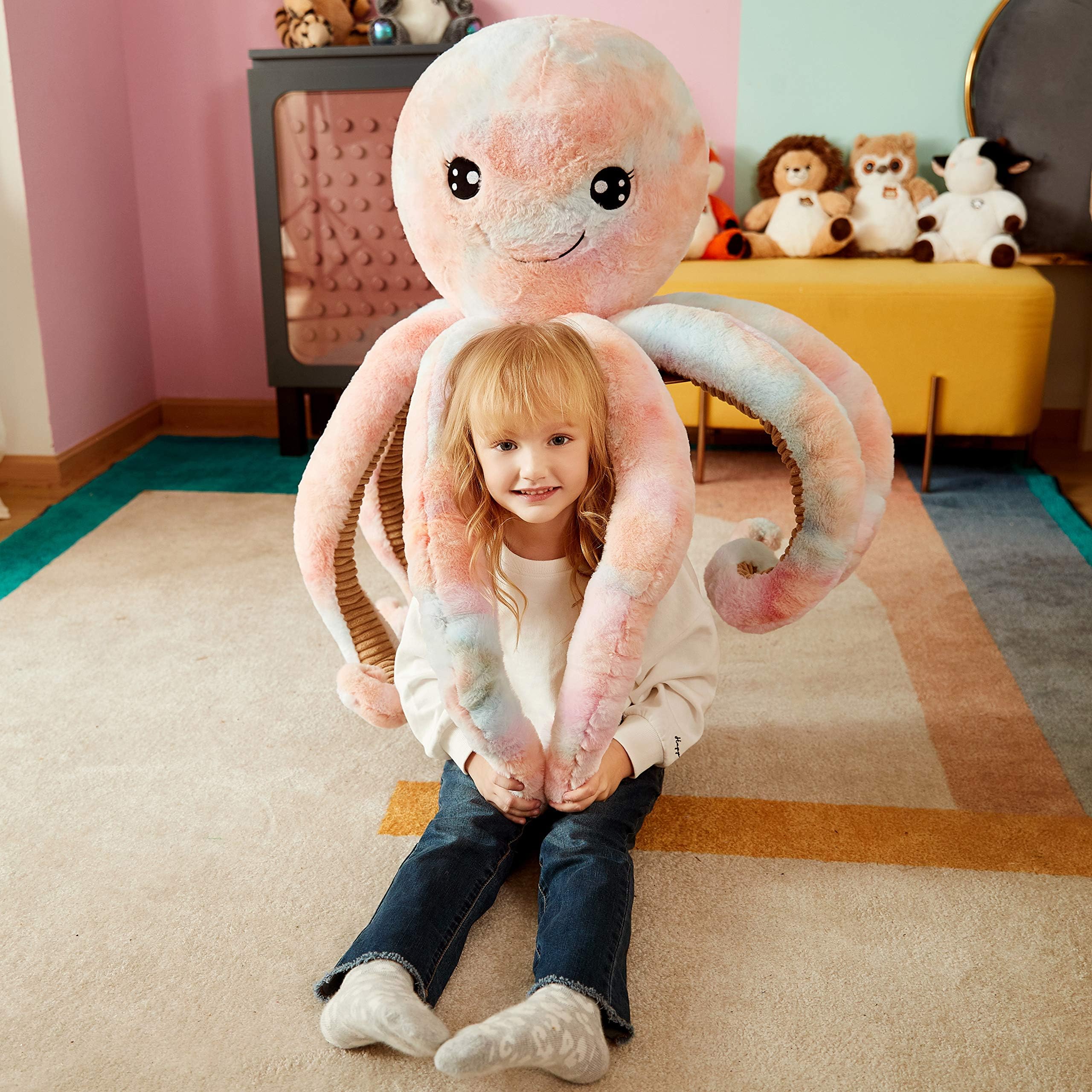 IKASA Giant Octopus Stuffed Animal Jumbo Plush Toy,30" Soft Toys Large Cute Huge Kawaii Fluffy Big Size Fat Oversized Plushie,Gifts for Kids