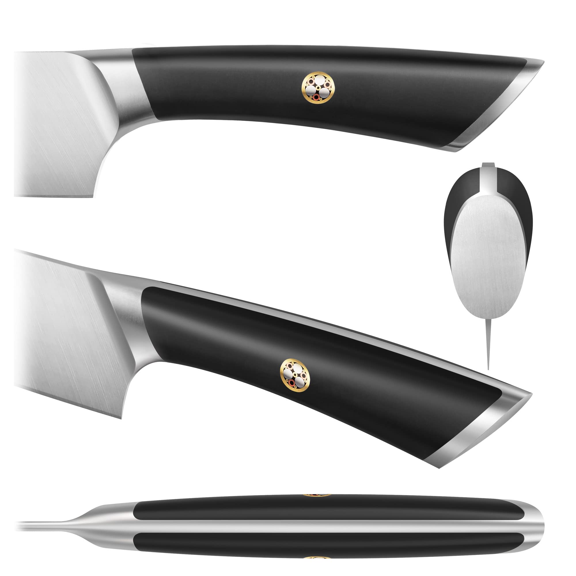 Cangshan ELBERT Series German Steel Forged Cleaver Knife Block Sets, Acacia (3-Piece, Black)