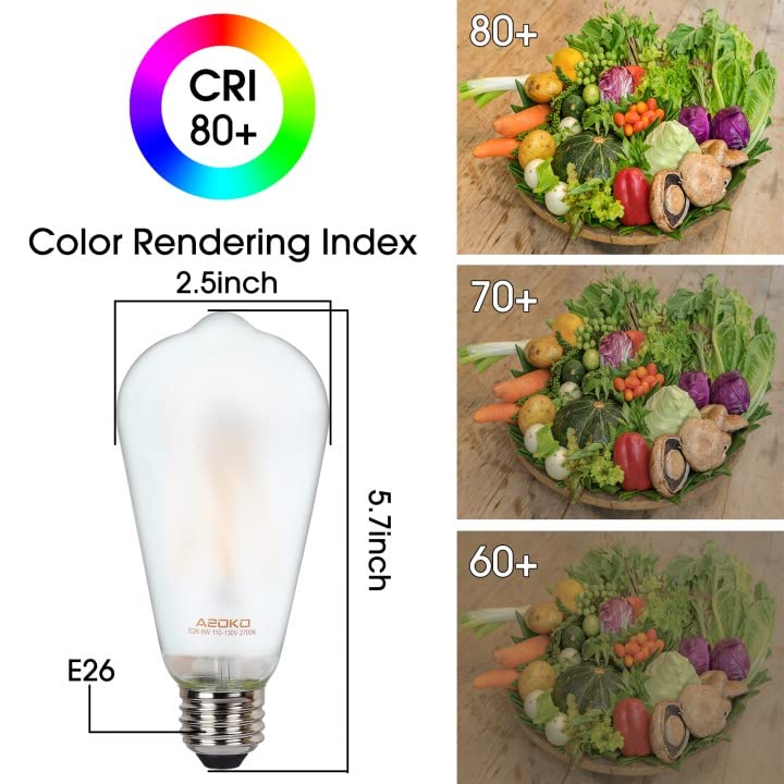 ASOKO LED Edison Vintage Clear Bulbs, 4W 4000K Daylight White, Dimmable LED Edison Bulb Antique LED Filament Bulbs, Clear Glass, 40W Equivalent, 380LM, ST64, E26 Base (4W-4000K-6Pack)