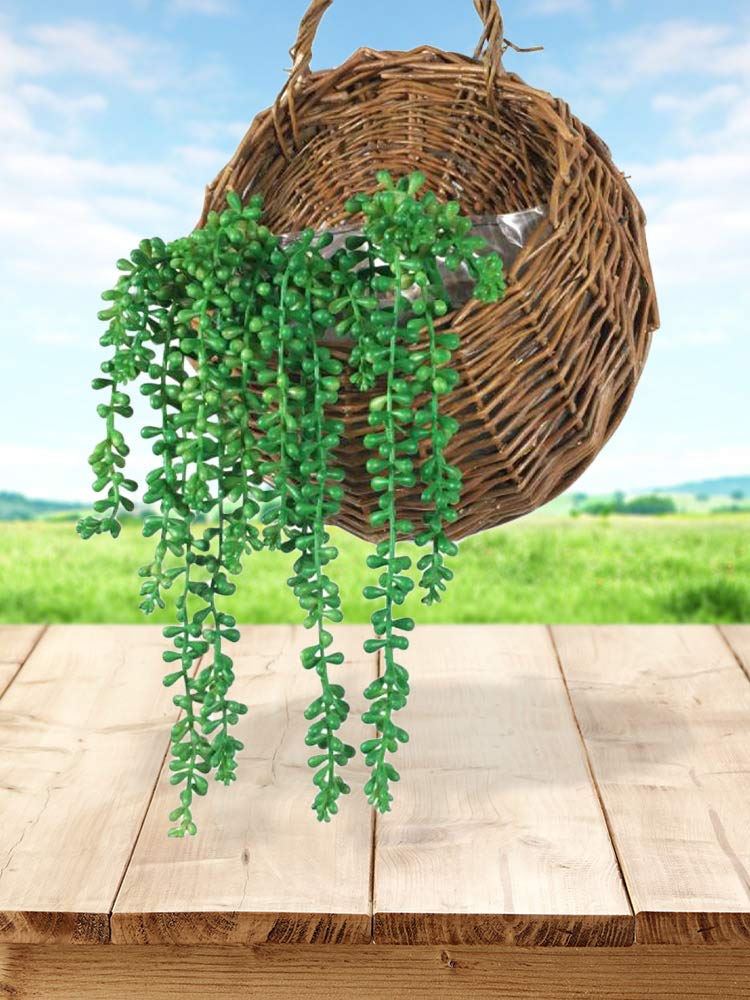 Okngr Artificial Succulents Hanging Plants, Hanging String of Pearls Plant Large Fake String of Pearls for Wall Home Garden Decor- S
