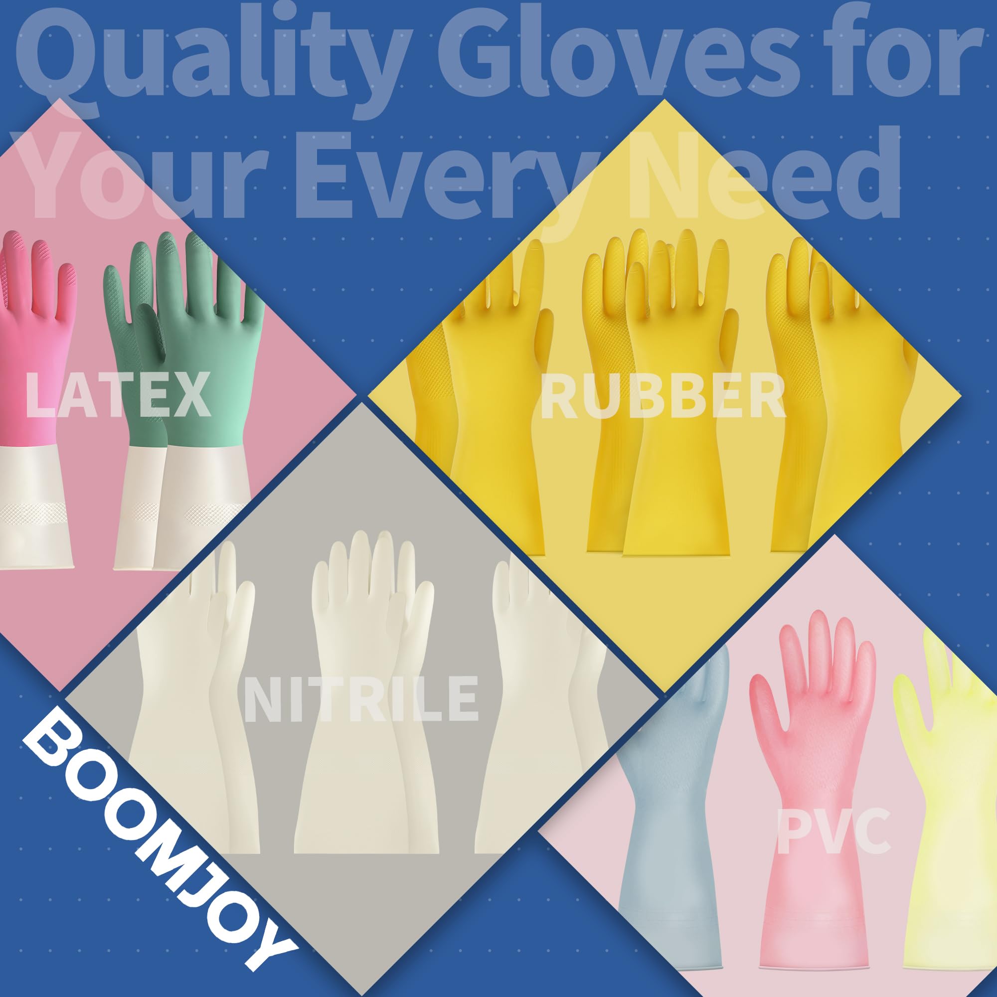 BOOMJOY Cleaning Gloves for Dish Washing, Dish Gloves, Reusable Kitchen Gloves Heavy Duty, Bathroom, Restroom, Red, 3 Pairs, Size-L