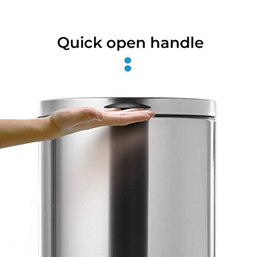 Home Zone Living 8 Gallon Kitchen Trash Can, Round Stainless Steel, Step Pedal, 30 Liter
