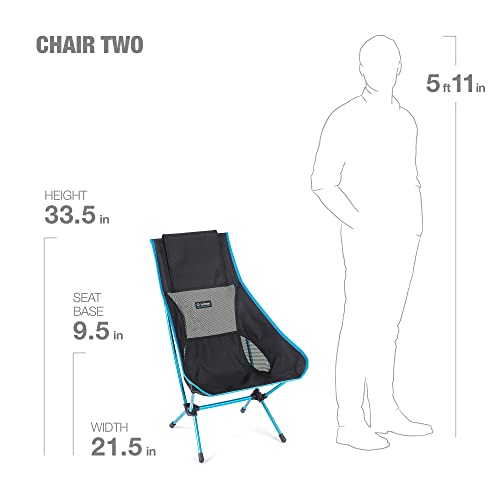 Helinox Chair Two Ultralight, High-Back, Collapsible Camping Chair, Black, with Pockets