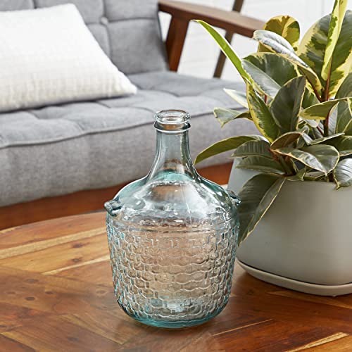 Deco 79 Recycled Glass Handmade Spanish Vase with Bubble Texture, 8" x 8" x 12", Clear