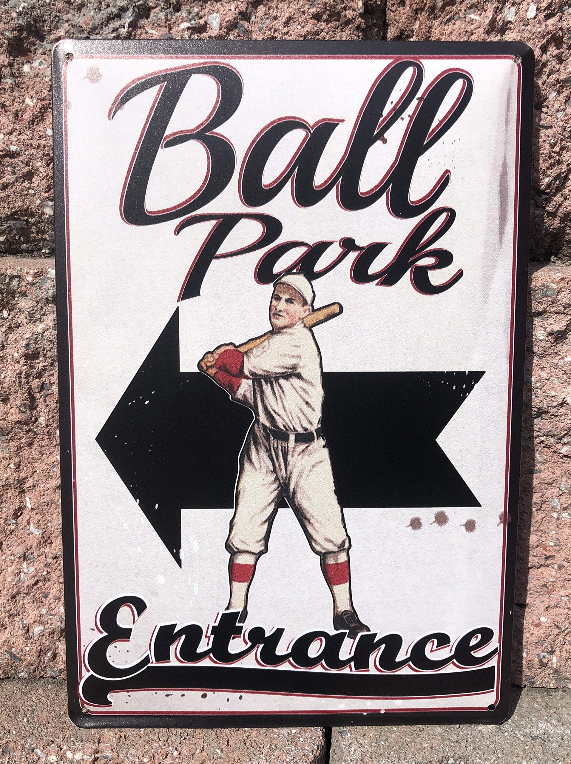 Ballpark Entrance 12" x 8" Tin Sign Baseball Theme Home Bar Decor