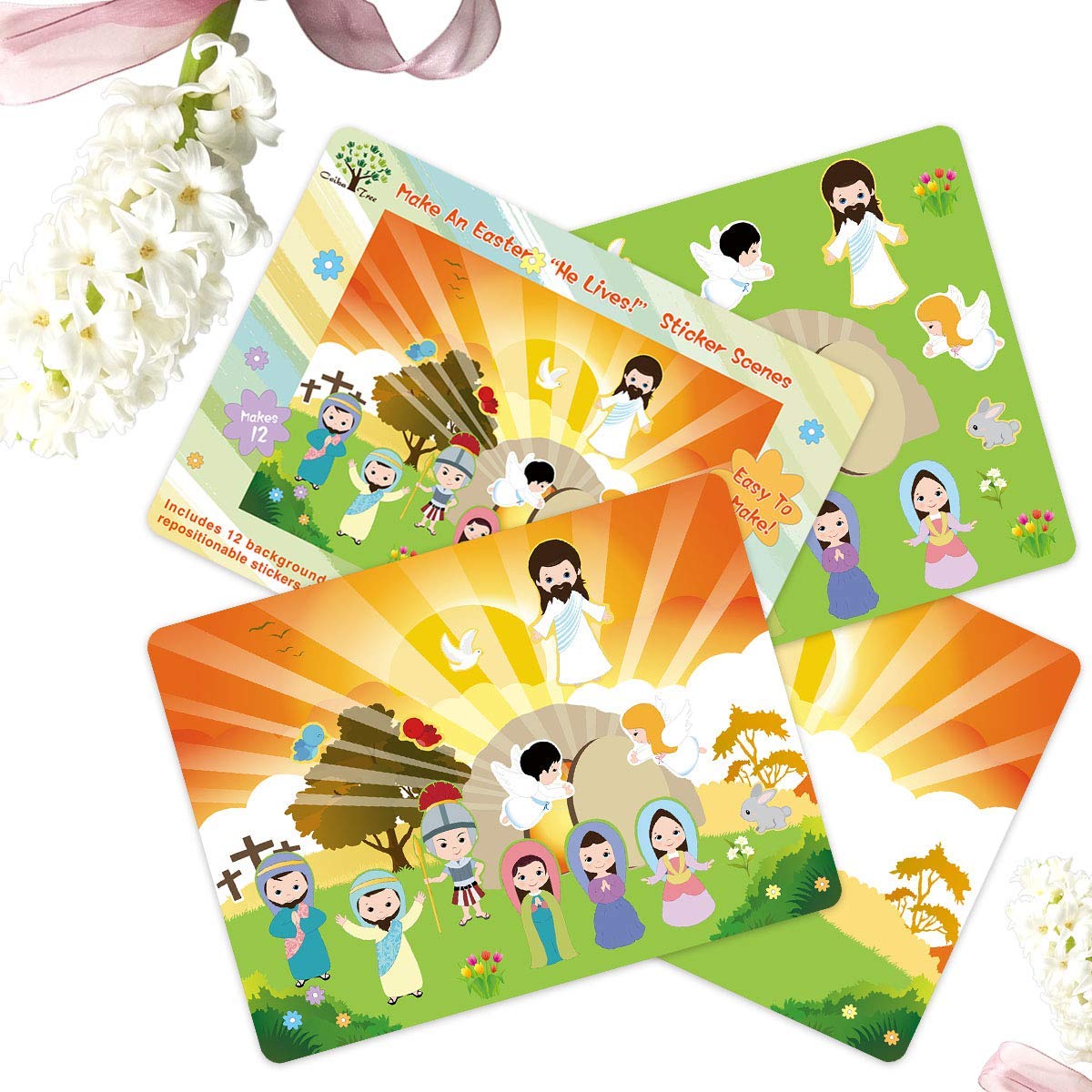 Make an Easter He Lives Sticker Scenes Resurrection Stickers 11 Sets for Kids Indoor Bible Games Activities