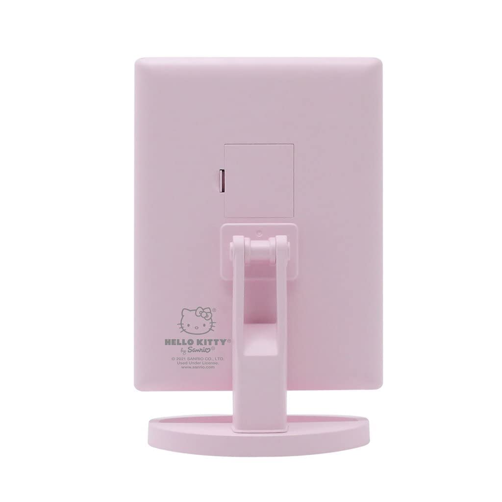 Impressions Makeup Vanity Hello Kitty, Trifold With LED Lights Tri-Tone Mirror with Touch Sensor and Three Adjustable Panels, Handheld Magnifying Mirror (Pink)