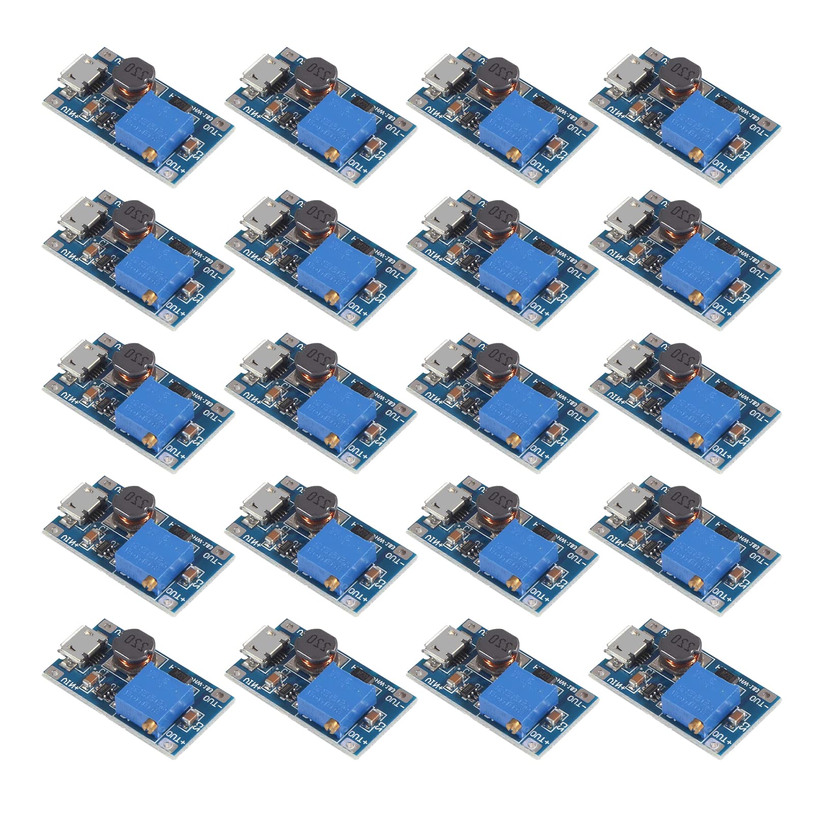 DIANN 20pcs MT3608 Boost Module DC-DC Step Up Module with Micro USB 2V-24V to 5V-28V 2A Output DC Voltage Regulator Adjustable Power Supply Board