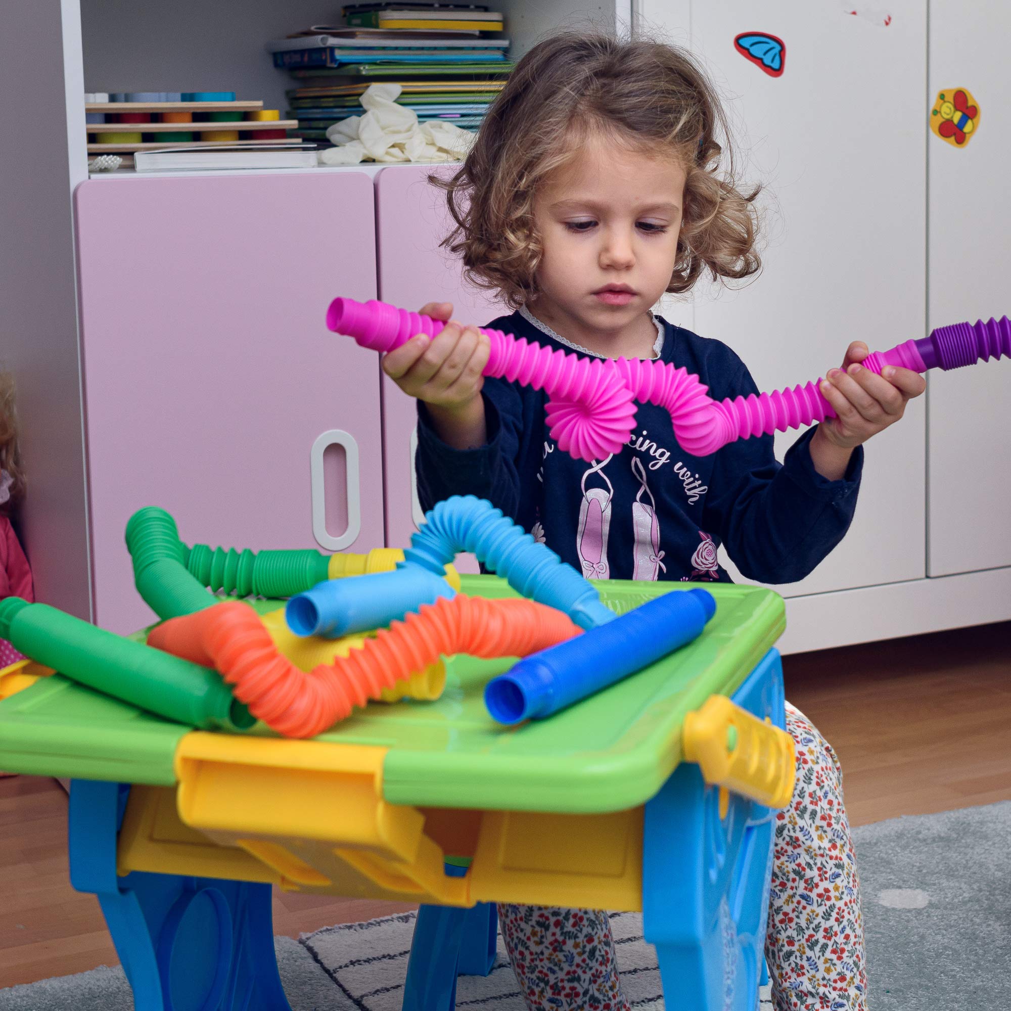 nutty toys Pop Tubes - Sensory Toys - Endless Creativity & Fun for Kids and Toddlers |4 Pack Large| - Connect & Pop! Top ADHD Autism Fidget 2025, Best Boy & Girl Valentines Day and Easter Gift Idea
