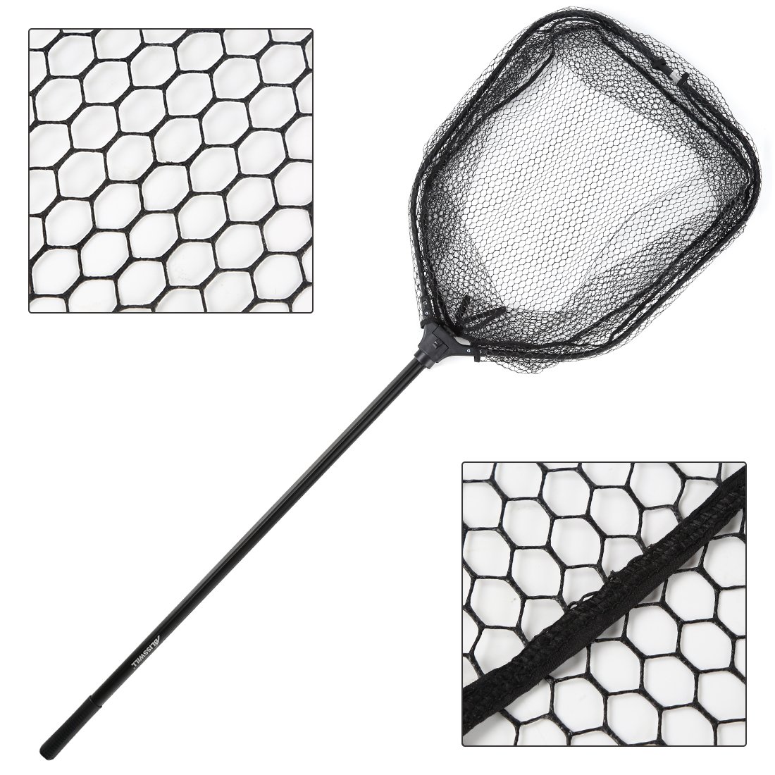 BLISSWILL Large Fishing Net Collapsible Fish Landing Net with Extendable Handle Knotless Nylon Fishing Net Safe Fish Net Durable Telescopic Dip Net for Fishing