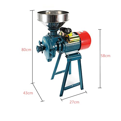 Electric Mill Grain Grinder, 110V 2200W Corn Rice Wheat Sorghum Grinder Machine, Electric Feed Mill Dry Cereals Grinder Machine With Funnel, Commercial Wheat Feed/Flour Dry Cereal Machine