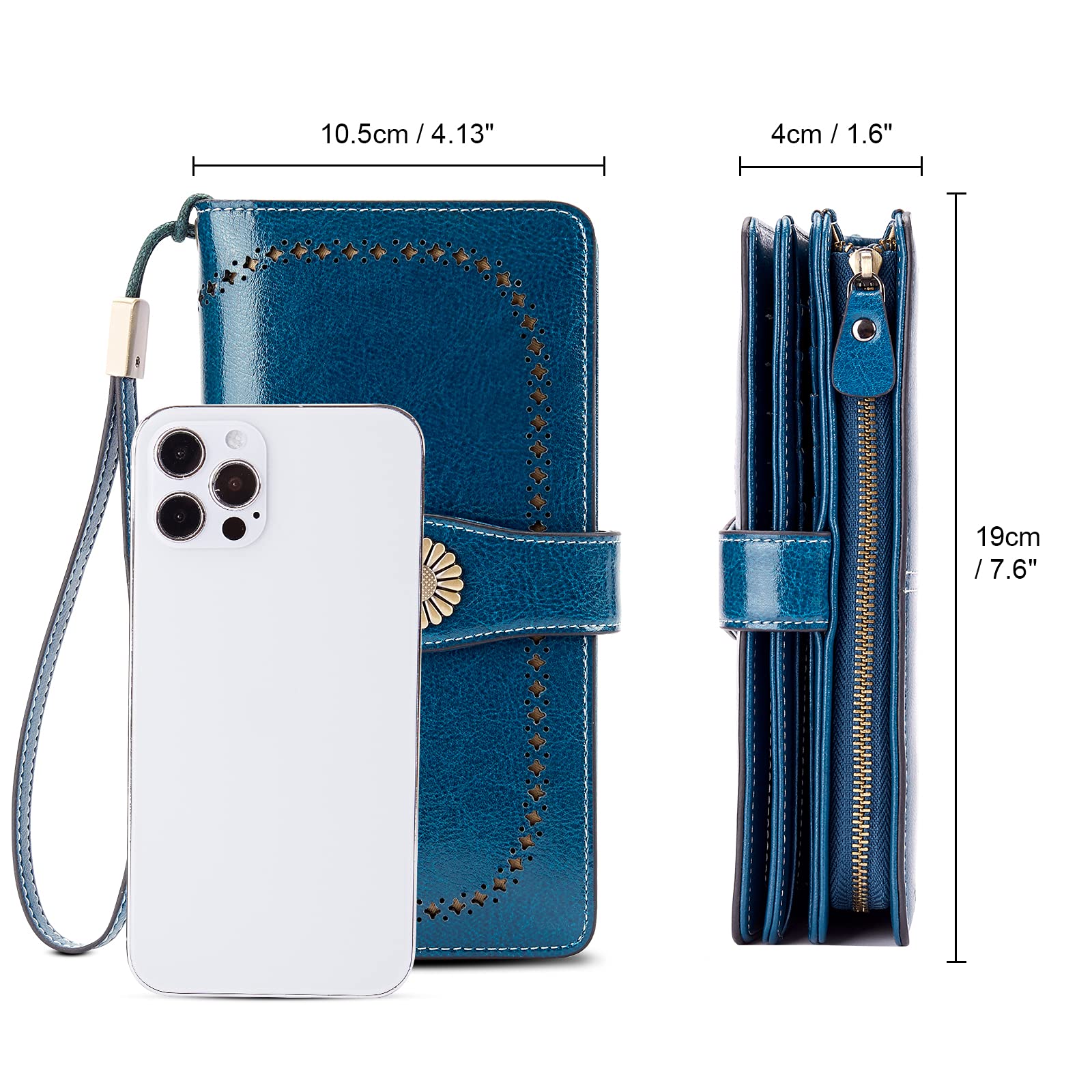 INSIFEEL Small Wallet for Women Leather Bifold Compact RFID Blocking Ladies Purse big (Navy)