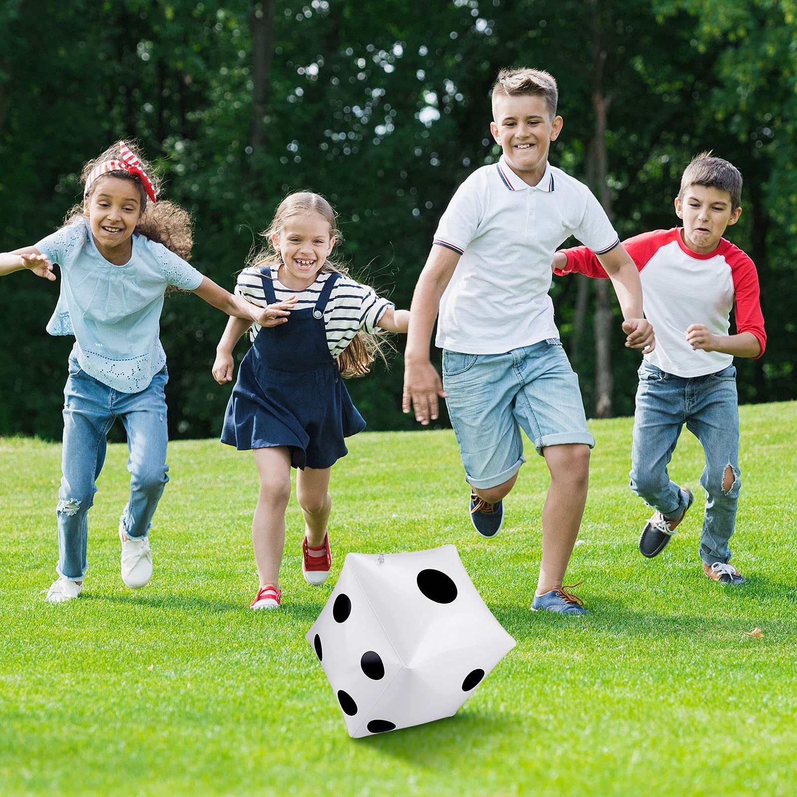 Sumind 12 Inch Jumbo Inflatable Dice Outdoor Fun Huge Inflatable Dice Set Include 3 Jumbo Inflatable Dices, 10 Pieces 12 mm Plastic Dices for Indoor Outdoor Broad Game and Pool Party Supplies Prop Toy