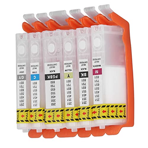 Cartridge Combo Pack, Ink Cartridge Set Reusable 6PCS Clear Printing for Replacement (750-751)