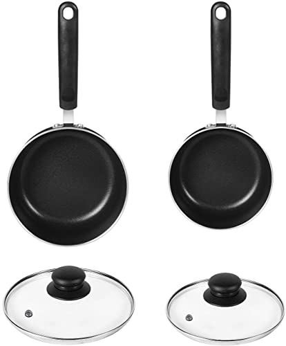 Clover Supply Co. Nonstick Saucepan Set with Lids Pots - Multipurpose Use for Home Kitchen or Restaurant - Glass Lids - 1 Quart and 2 Quart