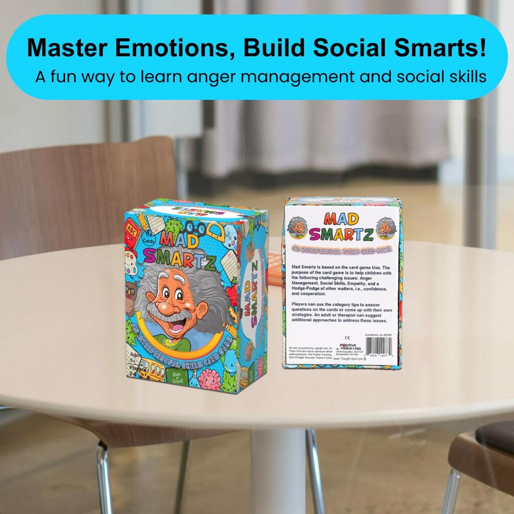 MAD SMARTZ: Social Skills & Anger Management Card Game β Teaches Interpersonal Skills & Emotional Regulation. Autism & ADHD Learning Tool; Educational Therapy Game for Counseling Kids/Teens; CBT Tool