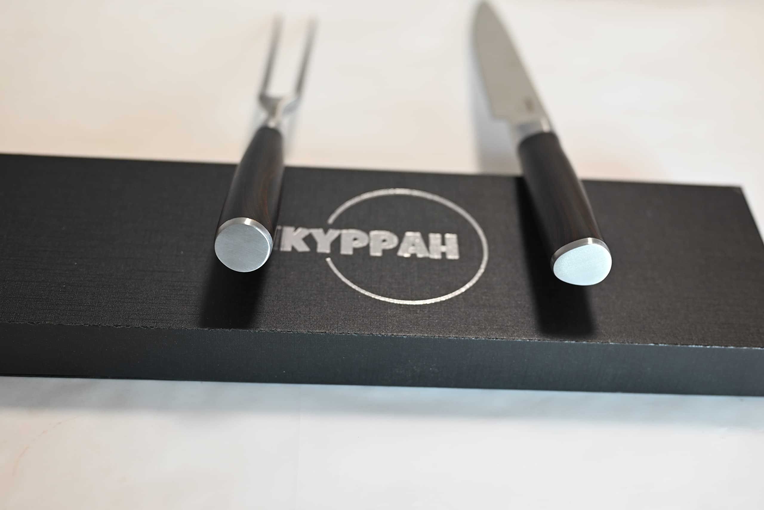 Carving Knife and Fork Set 2 Piece, Ebony handle,BBQ knives for Slicing Meats